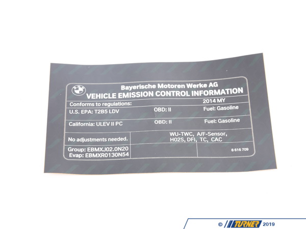 71228616709 - Genuine BMW Label "exhaust Emission" - 71228616709 ...