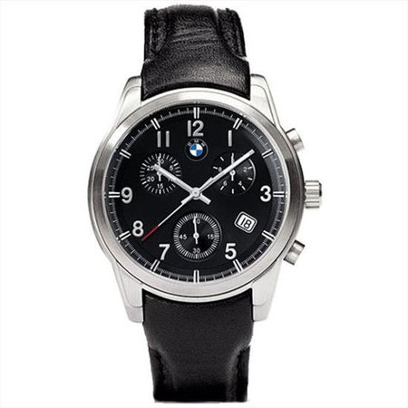80262179744 - BMW Men's Black Leather Chrono Watch | Turner Motorsport