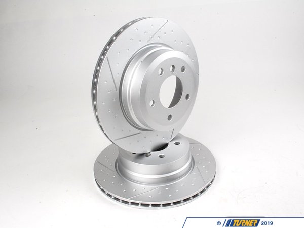34216795754 - Dimpled & Slotted Brake Rotors - Rear - E82 135i | Turner ...