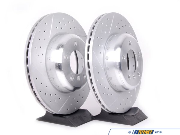 34116786392 - Genuine BMW Cross-Drilled & Slotted Brake Rotors - Front ...