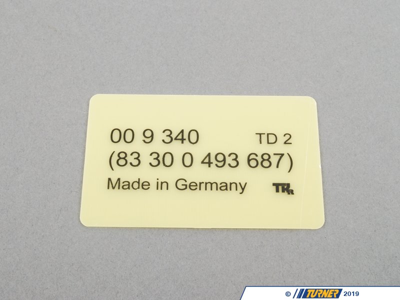 83300493687 - Genuine BMW Removal Equipment No. 009340 - 83300493687 ...