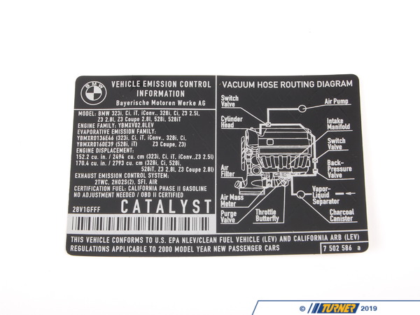 71227502586 - Genuine BMW Label "Exhaust Emission" Mj00 - 71227502586 ...