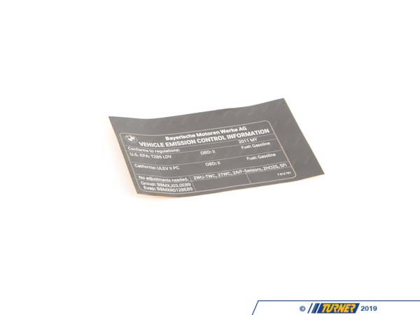 71227612761 - Genuine BMW "label ""exhaust Emission - 71227612761 ...