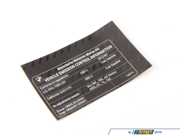 71227649774 - Genuine BMW Label "Exhaust Emission" My13 - 71227649774 ...