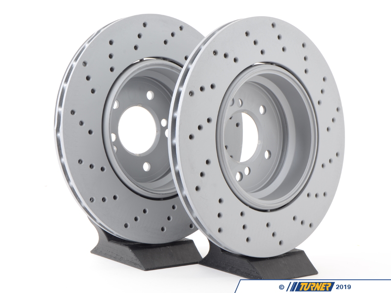 34212283803KT - Zimmermann Rear Cross Drilled Brake Rotor Pair - 350x24 ...