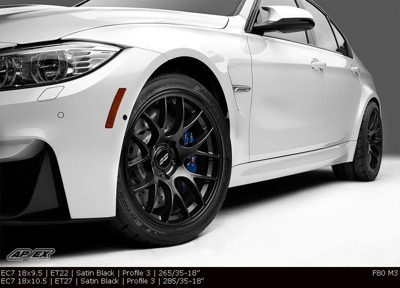 EC71895ET22SMBK - APEX EC-7 18x9.5" ET22 Satin Black Wheel 21.75lbs ...